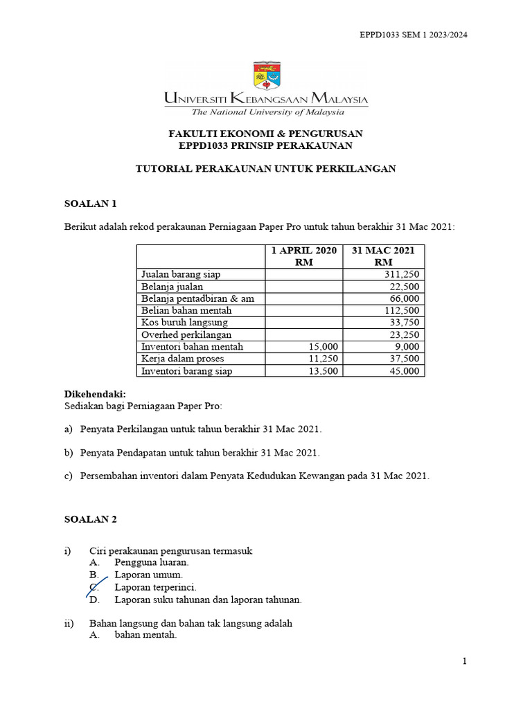 Tutorial 6 Sem 1 Sesi 20232024 | PDF