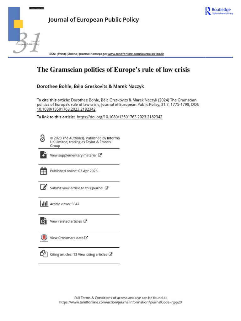 The Gramscian Politics of Europe S Rule of Law Crisis | PDF | Antonio ...