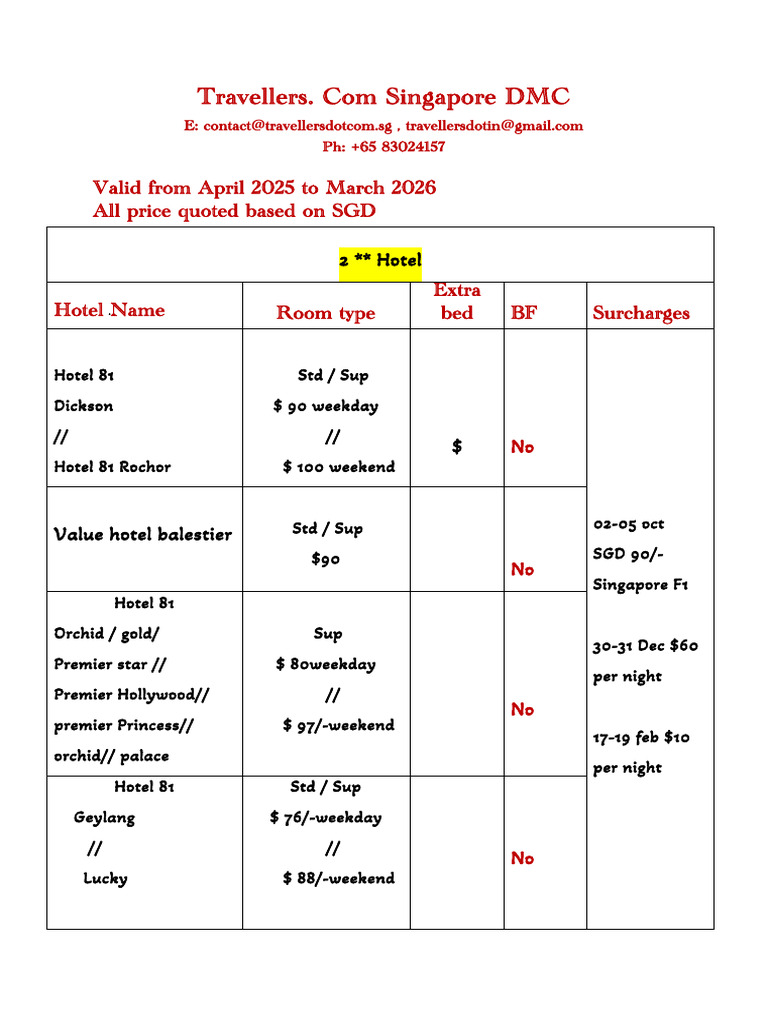 2025 Hotel Rate Sheets - 250220 - 213013 | PDF