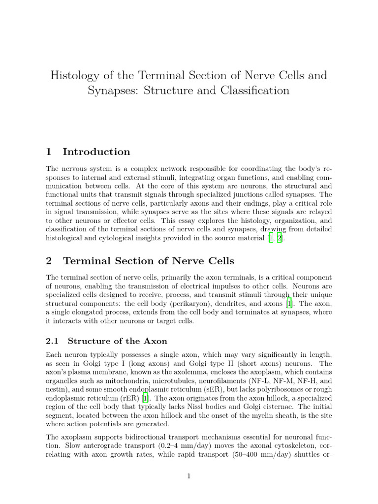Histology of The Terminal Section of Nerve Cells and Synapses ...