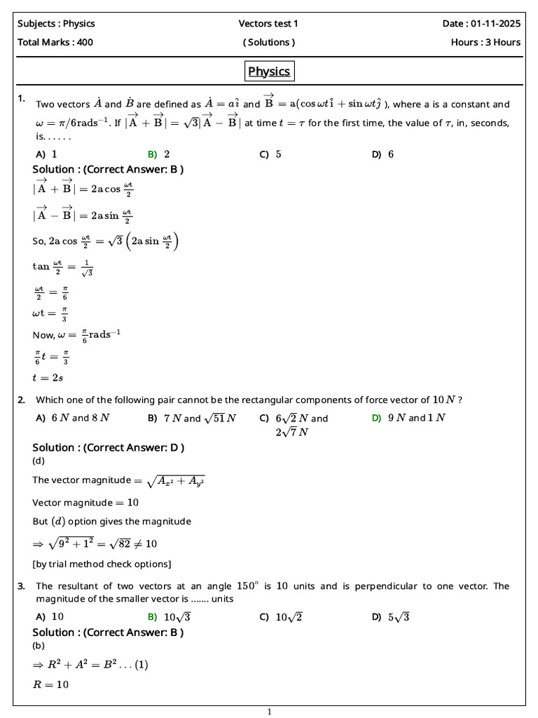 Vectors 1 | PDF | Angle | Euclidean Vector