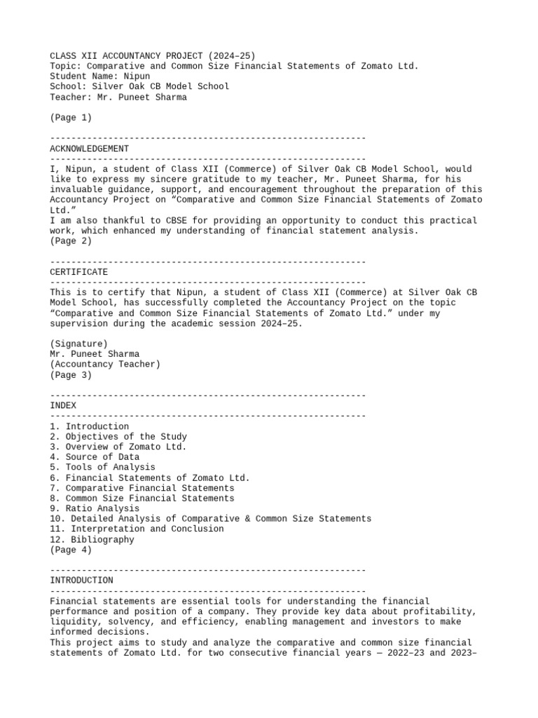 Zomato Accountancy Project Nipun | PDF | Balance Sheet | Equity (Finance)
