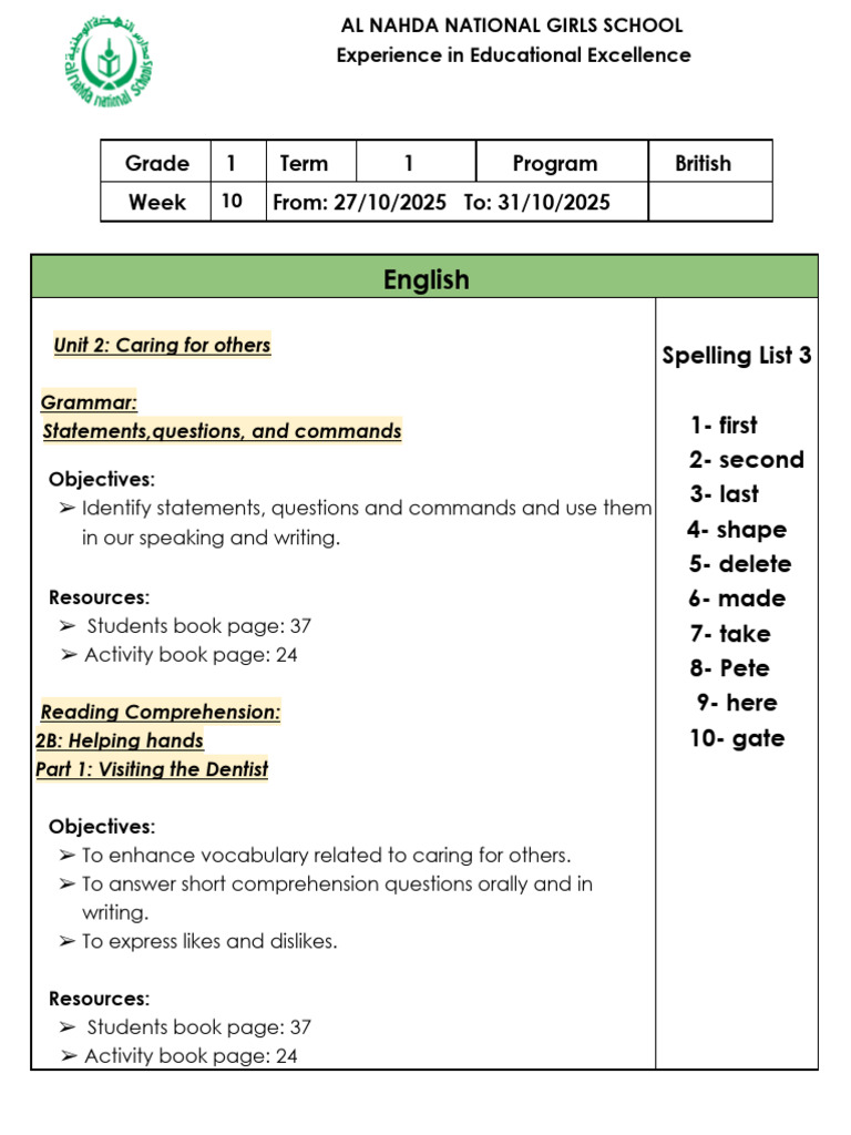 GR 1 - BP - Week 10 Weekly Review | PDF | English Language | Linguistics