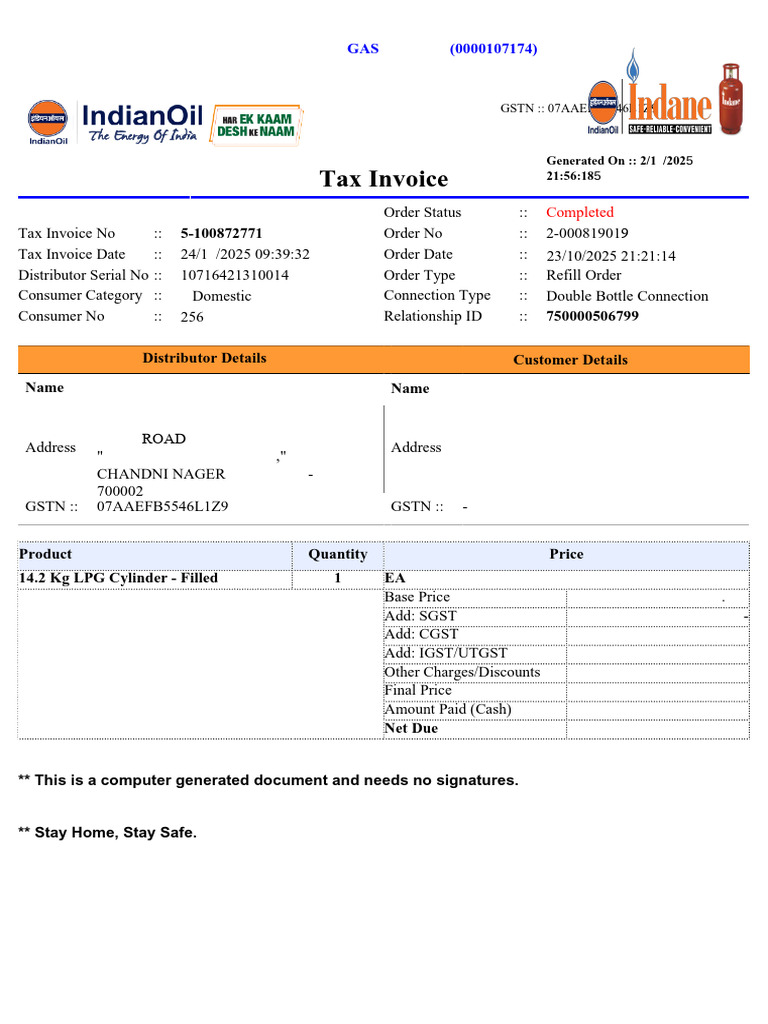 Gas Bill | PDF | Invoice