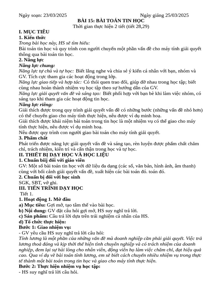 Bai 15 Bai Toan Tin Hoc | PDF