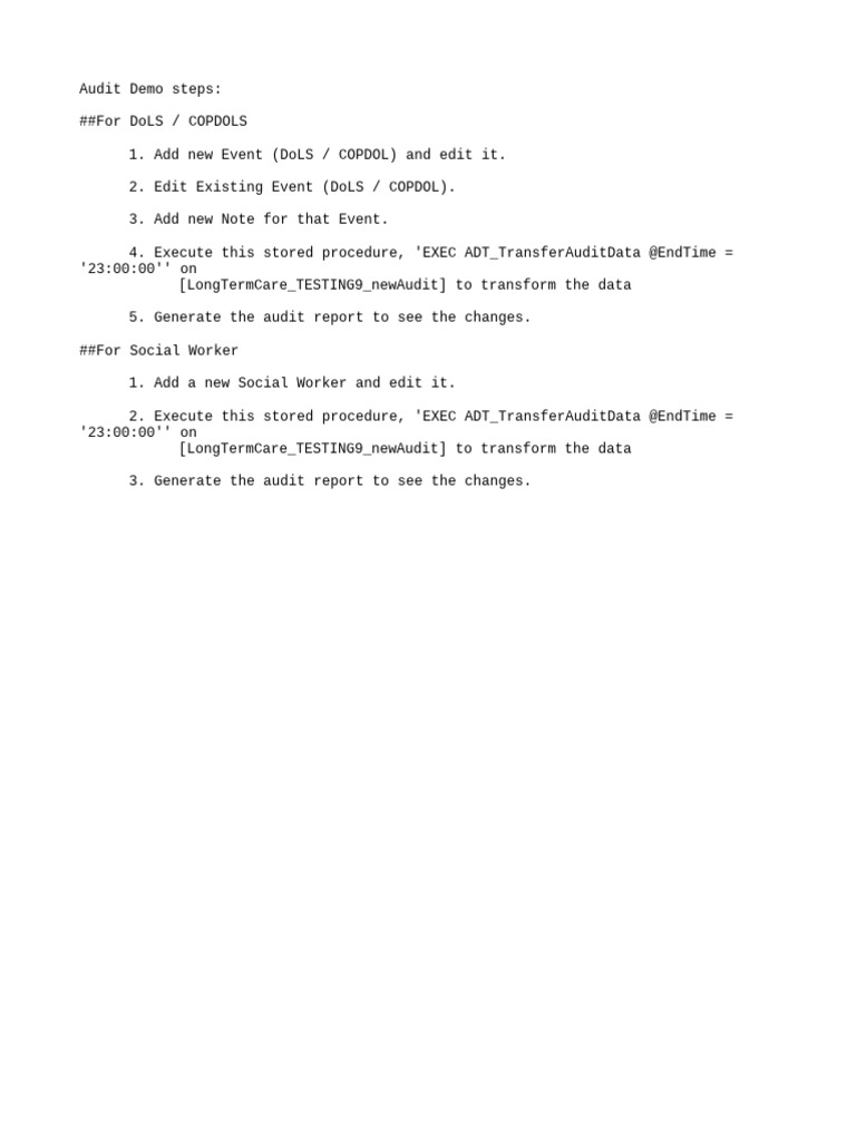 Audit Demo Steps 20241104 | PDF