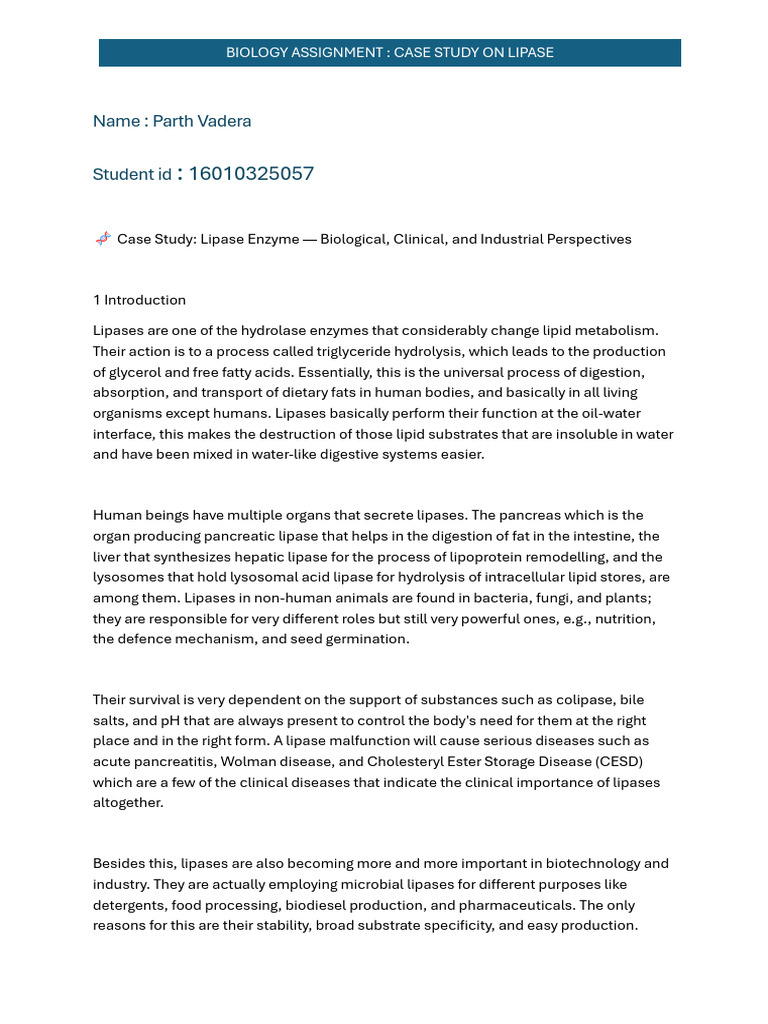Biology Case Study | PDF | Lipoprotein | Biochemistry