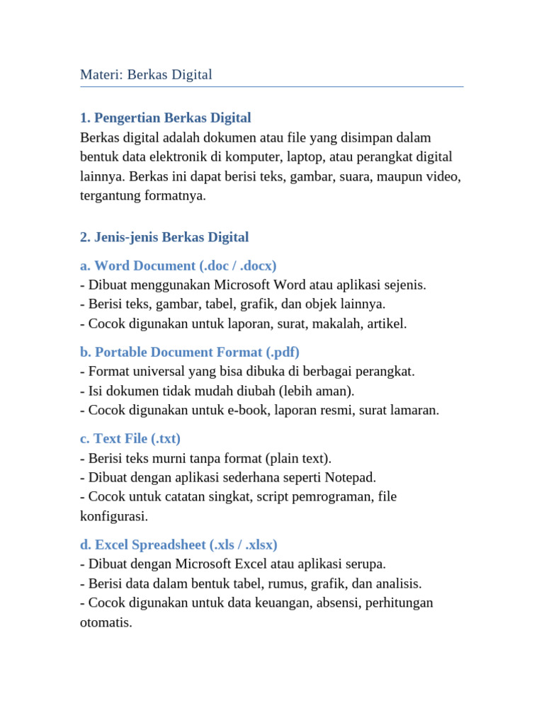 Pengertian dan Jenis Berkas Digital | PDF