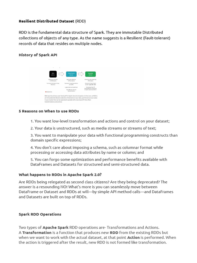 Resilient Distributed Dataset (RDD) | PDF | Apache Spark | Computer Programming