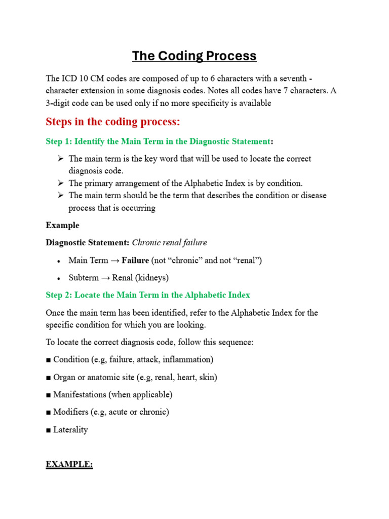 Coding Process 1760184916 | PDF | Medical Diagnosis | Medicine