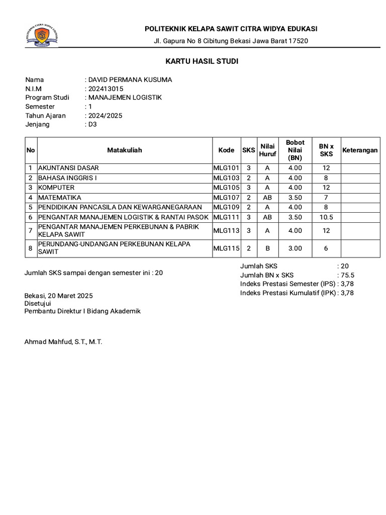 Politeknik Kelapa Sawit Citra Widya Edukasi | PDF