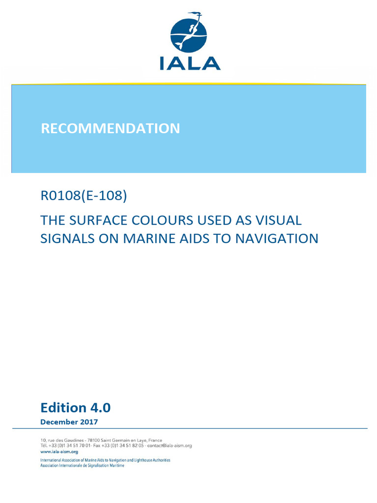 IALA, Surface Colours Visual Signals On Aids To Navigation, 2017 | PDF ...