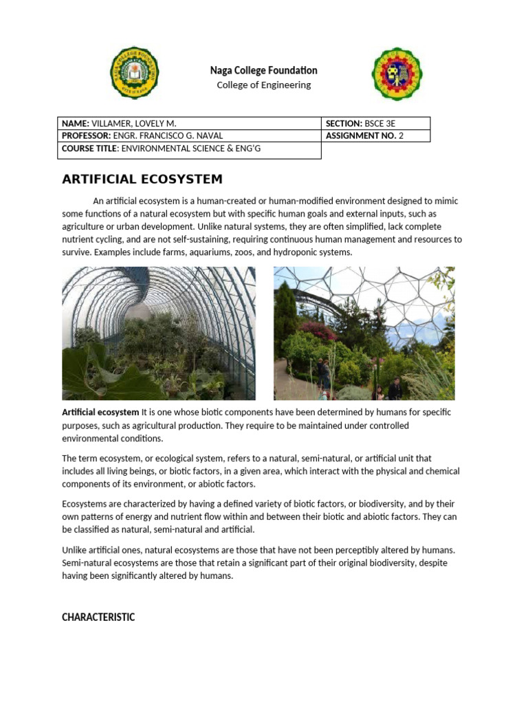 VILLAMER J L. Assignment No 2 | PDF | Ecosystem | Biodiversity