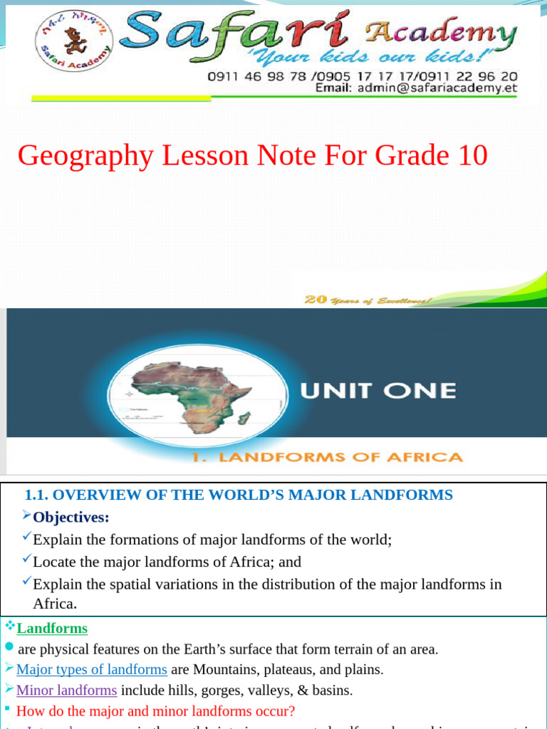 Major Landforms and Geography of Africa | PDF | Savanna | Himalayas
