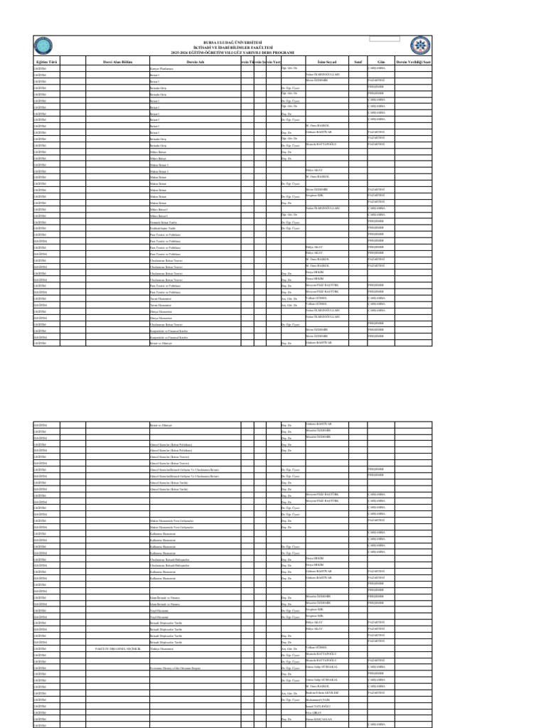 2025-2026 GÜZ DERS PROGRAMI-İİBF-GÜNCEL-19.09.2025 | PDF