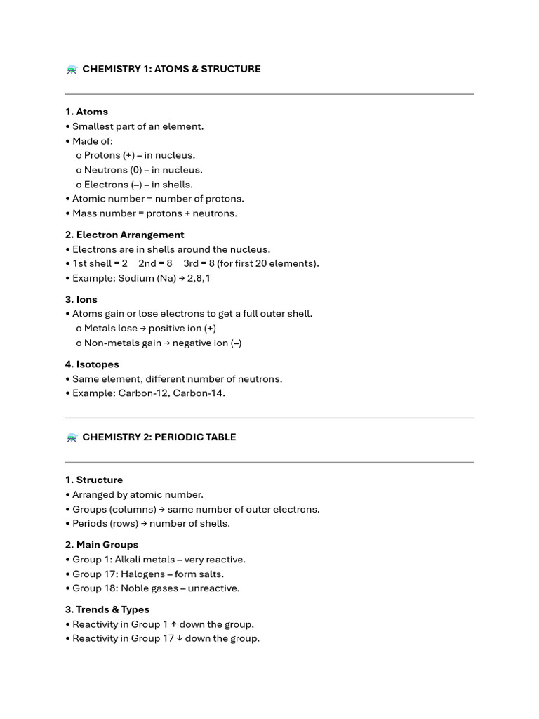 Chemistry Basics: Atoms to Bonding | PDF | Chemistry | Chemical Elements