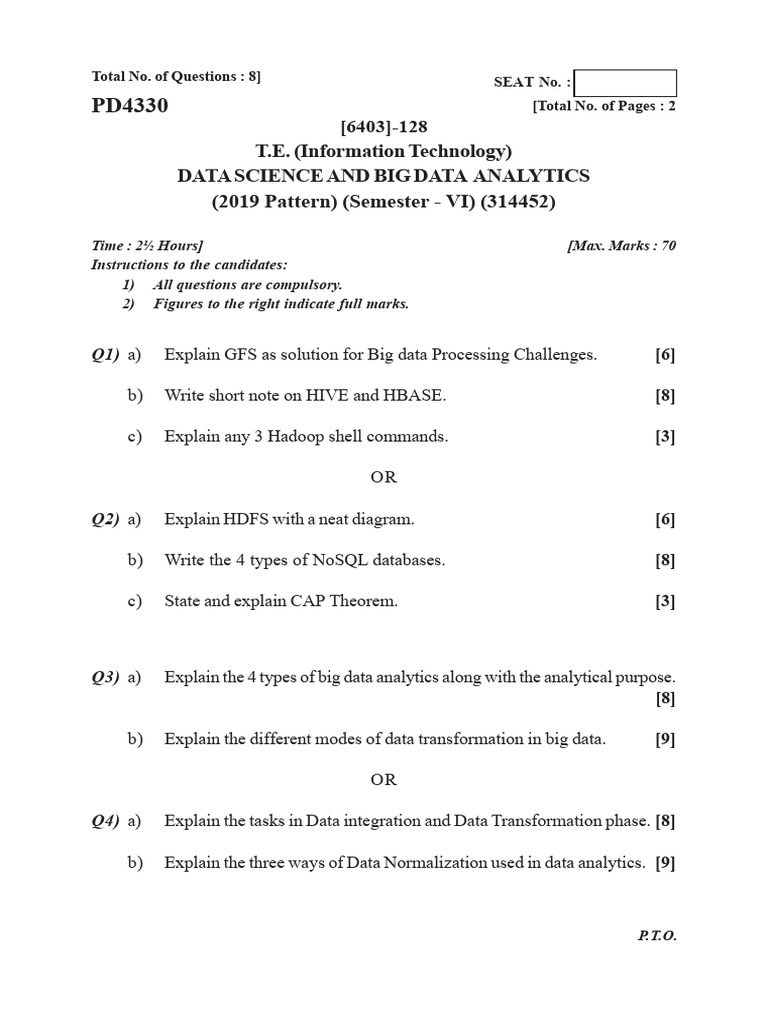 Data Science & Big Data Exam Questions | PDF | Data Analysis | Analytics