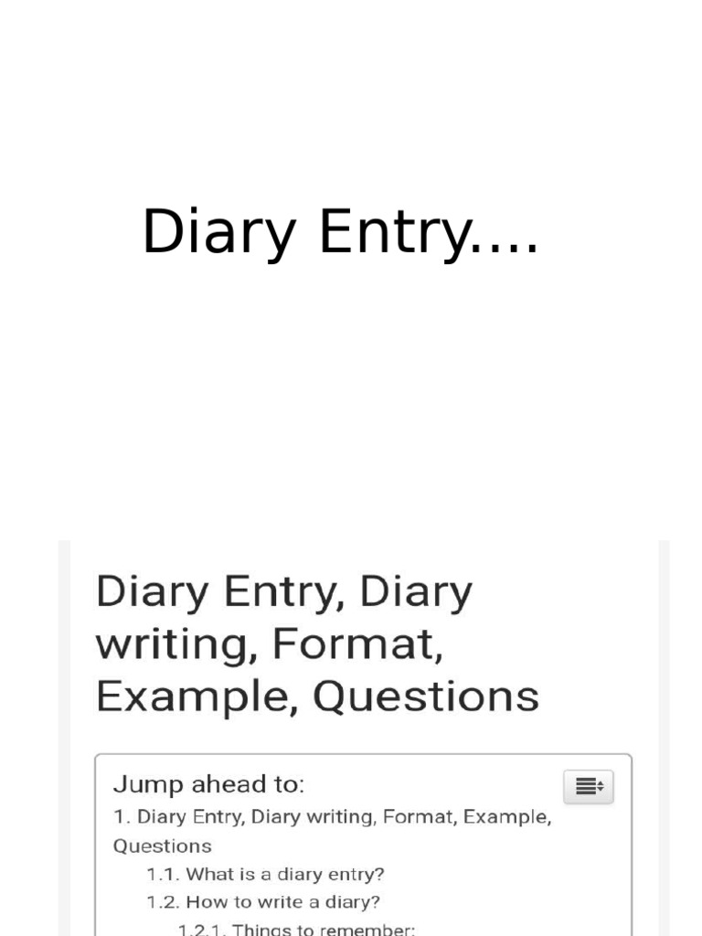 Diary Entry.... | PDF