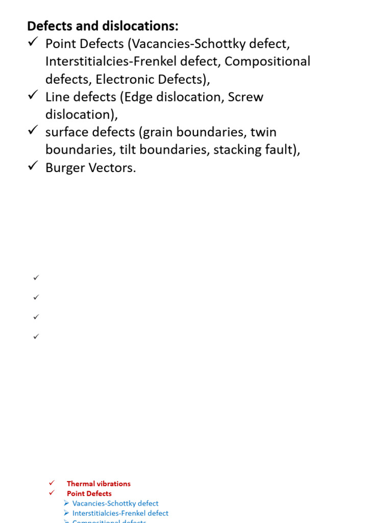 Pont Defects Shottky and Frenklin | PDF | Dislocation | Gibbs Free Energy