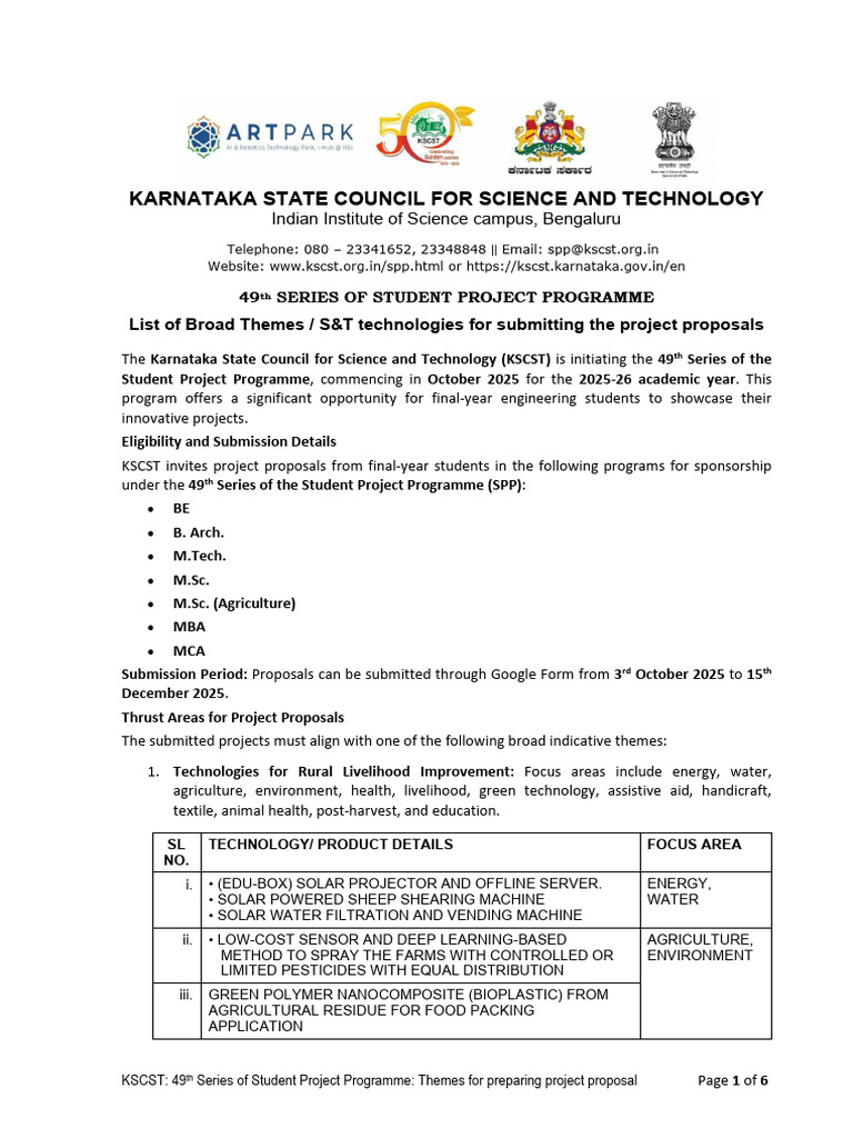 04 49S SPP Broad Project Themes Technologies For Submitting A Project ...