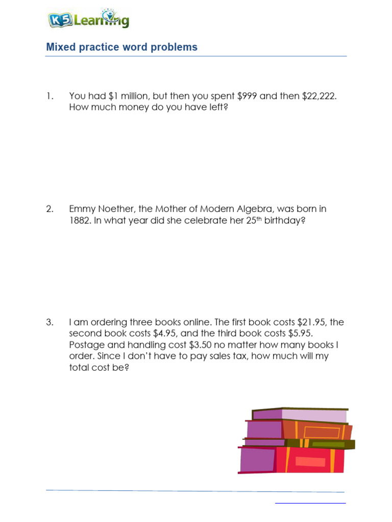 Grade 5 Mixed Math Word Problems | PDF