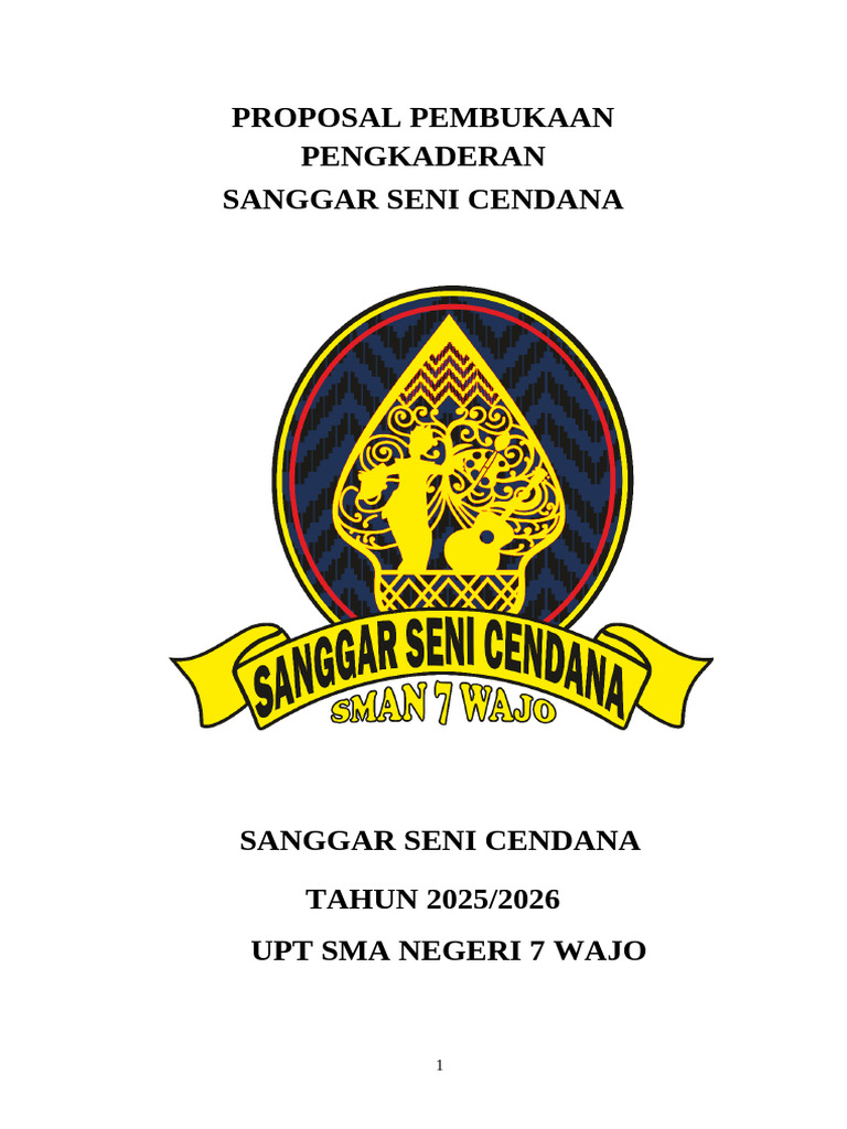 Proposal Pembukaan Pengkaderan Sanggar Seni Cendana | PDF