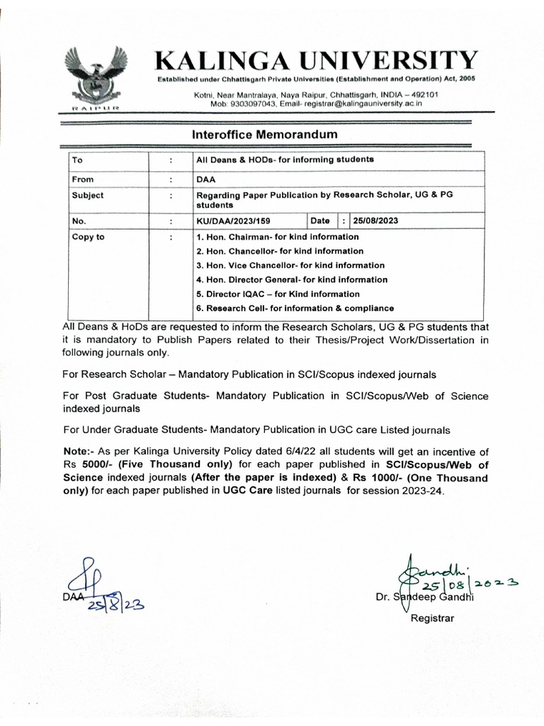Regarding Paper Publication by Research Scholar UG and PG Students | PDF