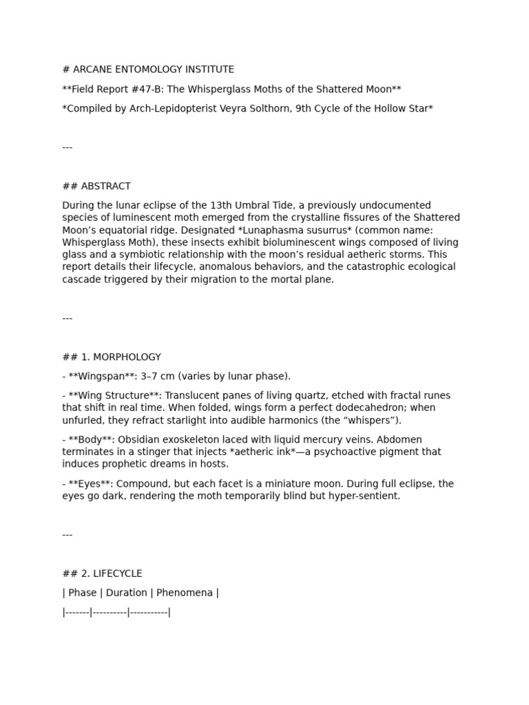 Arcane Entomology Institute | PDF | Pupa | Moon