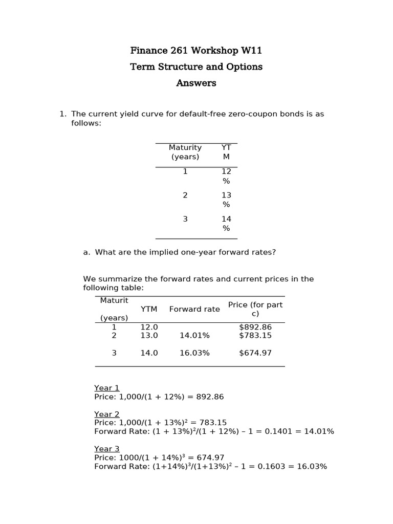Term Structure and Options Analysis | PDF | Option (Finance) | Put Option