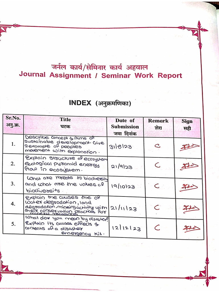 EVS (Journal Work) 11th Science | PDF