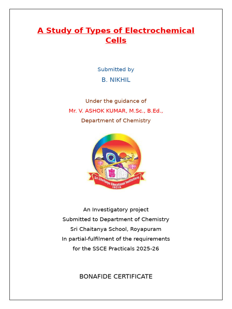A Study of Types of Electrochemical Cells-V2[1] | PDF ...