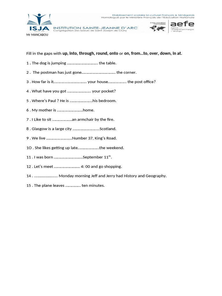 Exercises On Prepositions (Full) . | PDF