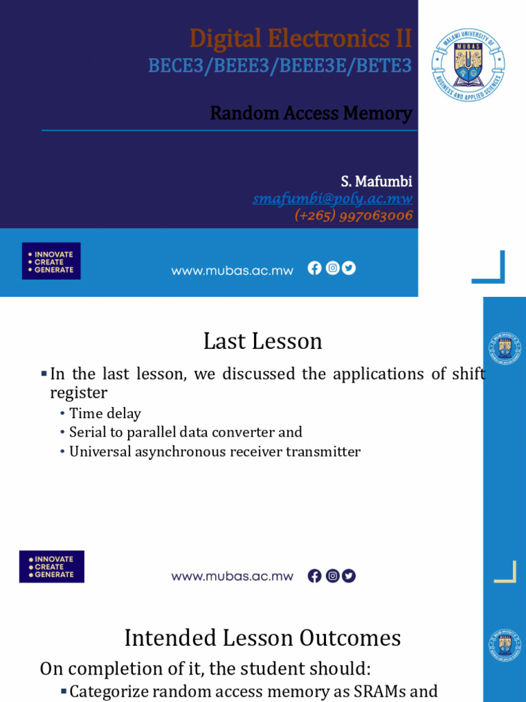 Lesson 8 Random Access Memory | PDF | Random Access Memory | Dynamic ...
