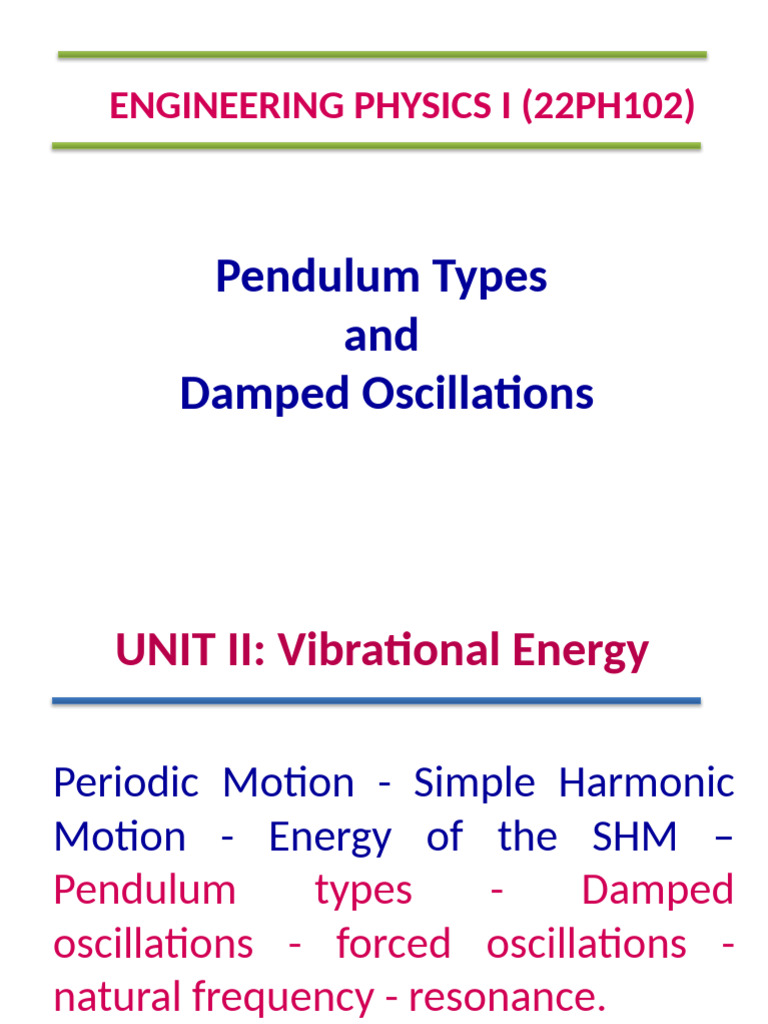 Unit 2 LP2 Damped Oscillations (1) | PDF | Pendulum | Oscillation