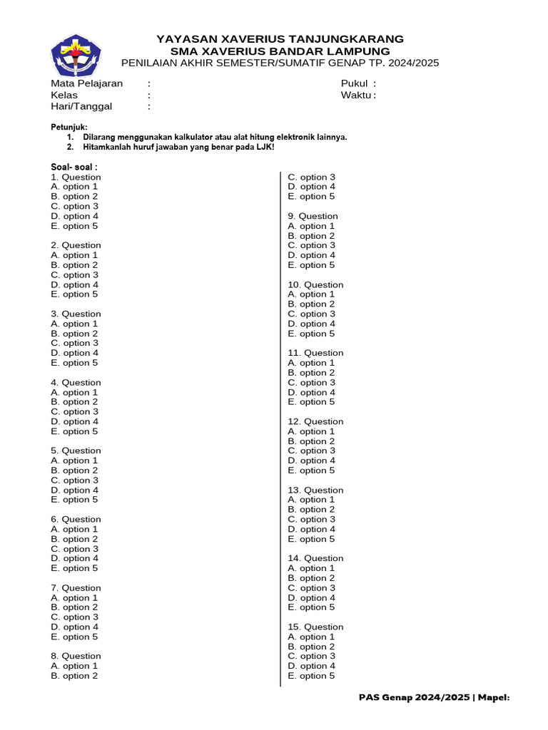 Kop Soal Pas Genap 2024 2025 | PDF | Chess Theory | Chess