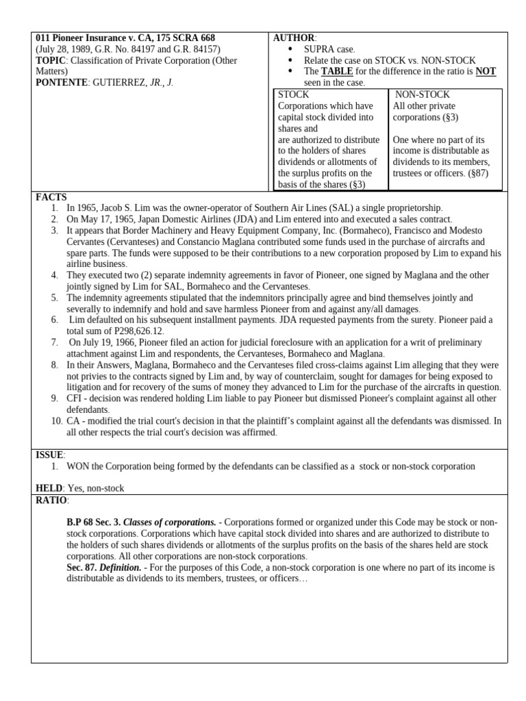 Stock vs. Non-Stock Corporations Explained | PDF | Indemnity | Proxy Voting