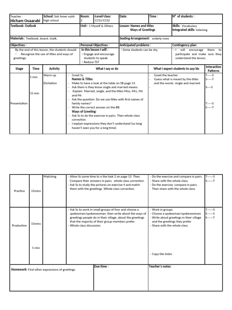 Lesson Plans For CC.1.Vocabulary | PDF | Learning | Human Communication
