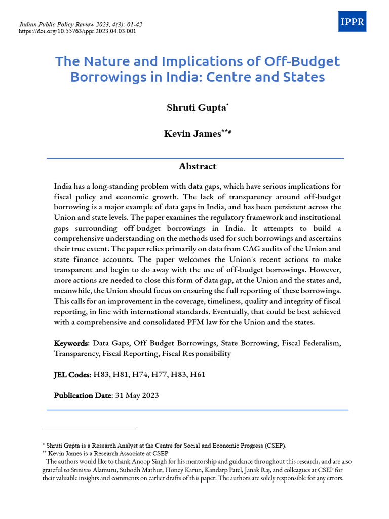 Off Budget+Borrowing+Gupta+James1 | PDF | Government Budget Balance ...