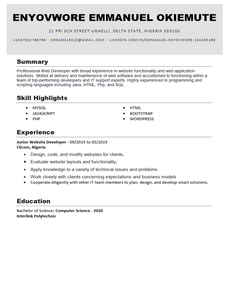 Resume Emmanuel | PDF