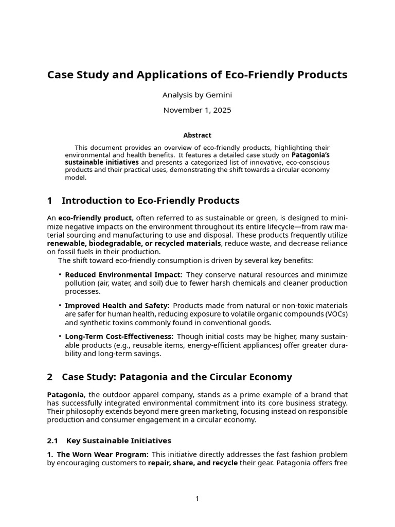 Eco-Friendly Products Case Study: Patagonia | PDF | Plastic | Materials