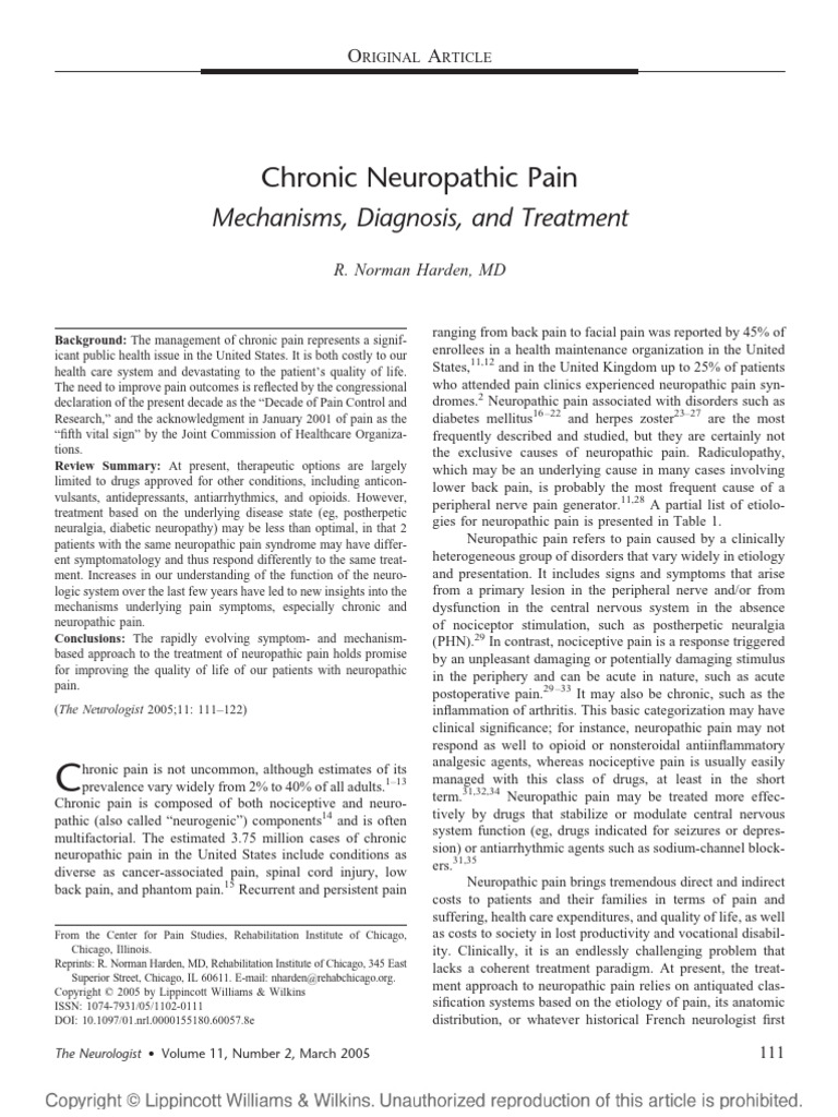 Chronic Neuropathic Pain | PDF | Peripheral Neuropathy | Pain