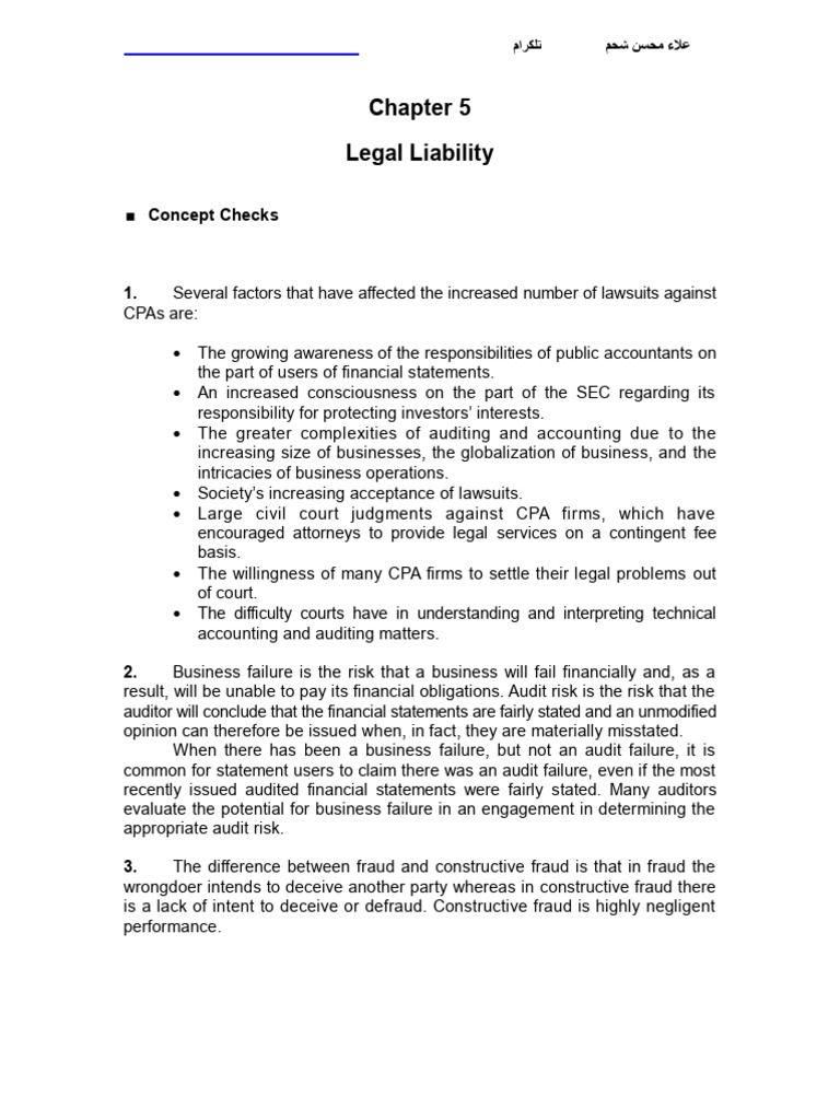Understanding CPA Legal Liability | PDF | Audit | Going Concern