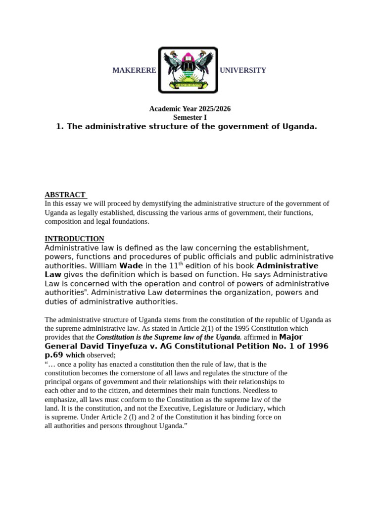 Administrative Structure of Uganda | PDF | Jurisdiction | Tribunal