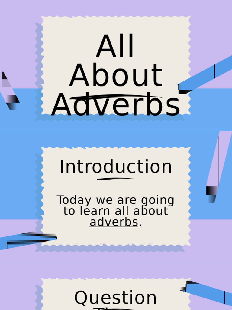 Adverbs Presentation in Purple Blue Bold Style | PDF