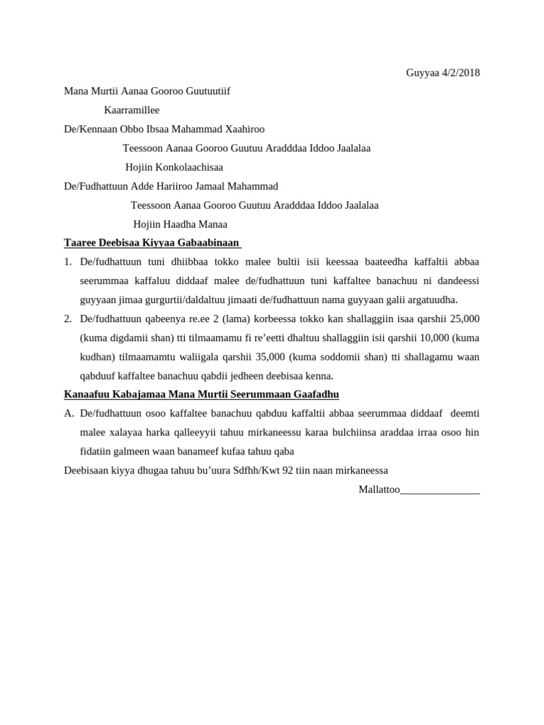 Deebisaa Mahammad Xaahiroo | PDF