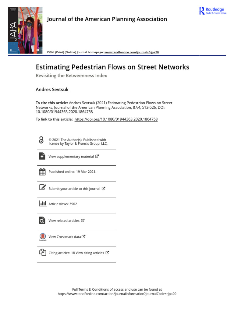 Estimating Pedestrian Flows On Street Networks | PDF | Traffic ...