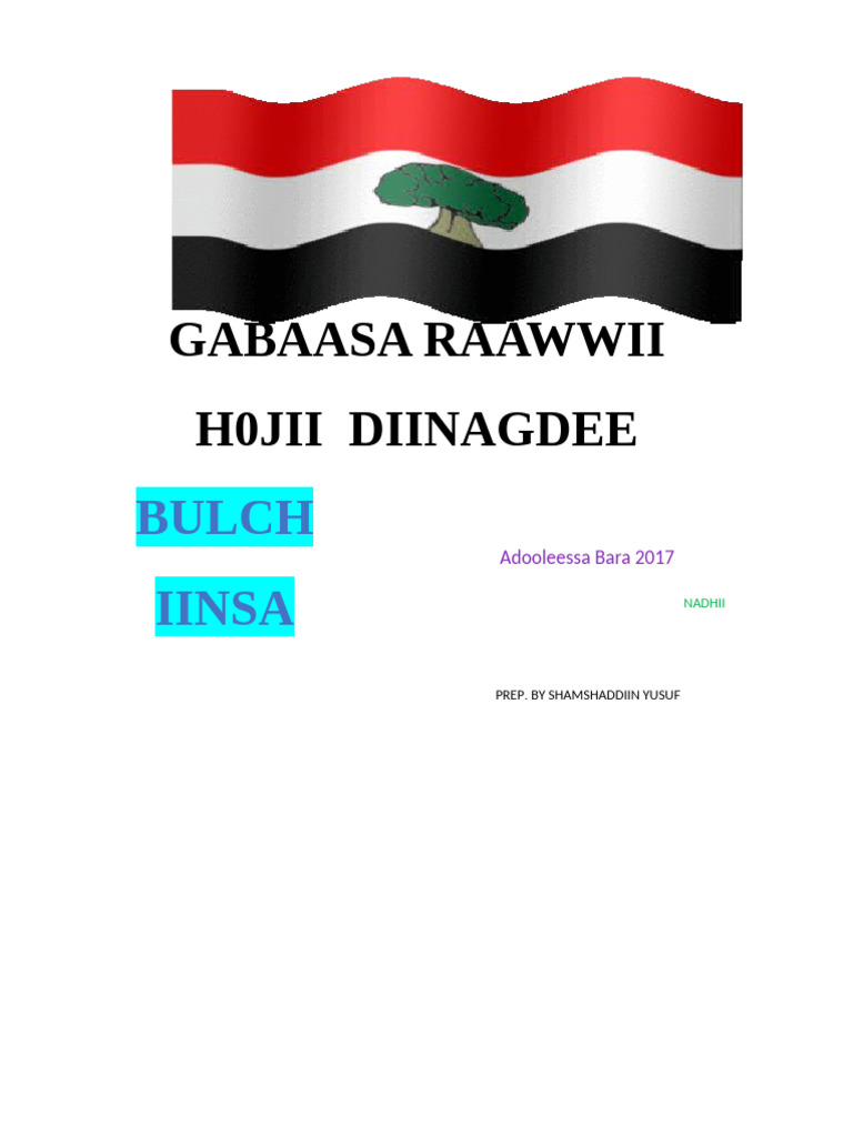 Gabaasa Raawwii Hojii Diinagdee Ganda Nadhii Bara 2018 Last Updated ...