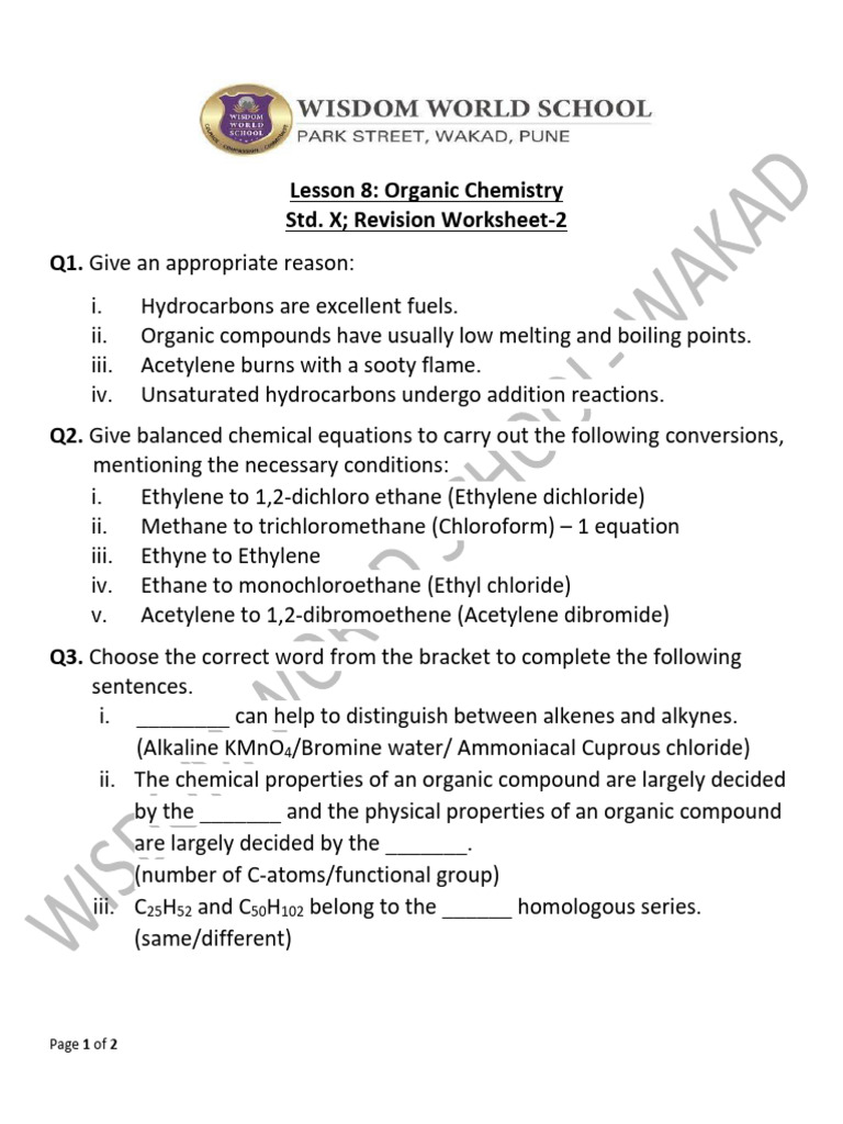 Chemistry STDX OrganicChemistry Worksheet-2.PDF 1103 4bfbdrmkwo | PDF ...