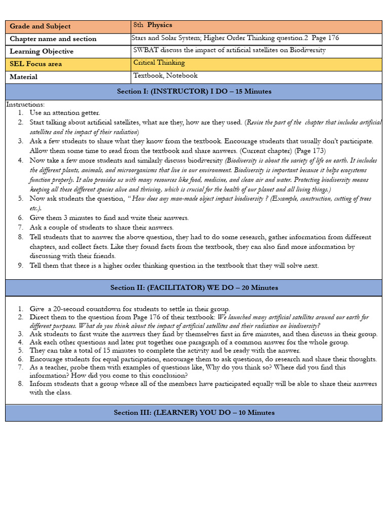 8th Physics Critical Thinking | PDF | Biodiversity | Life