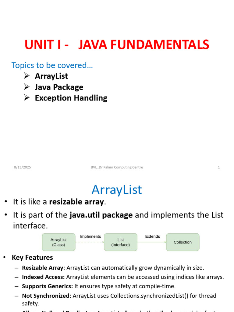 7 ArrayList Package ExceptionHandling | PDF | Object Oriented ...